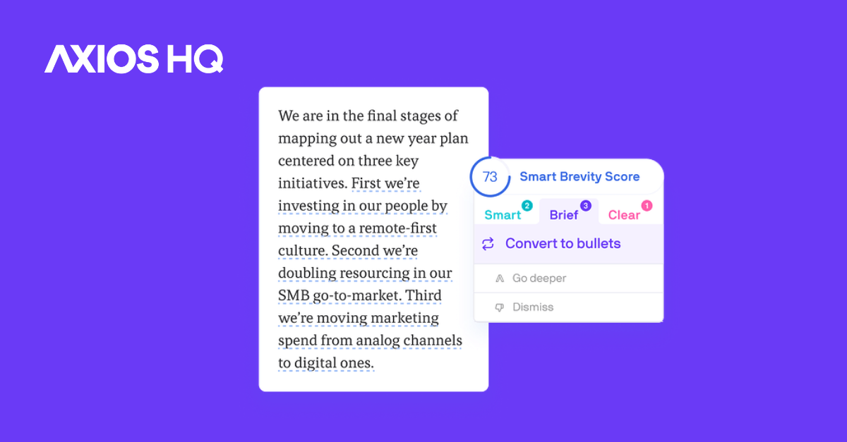 Smart Brevity Guidance and Editing Software Tool - Axios HQ